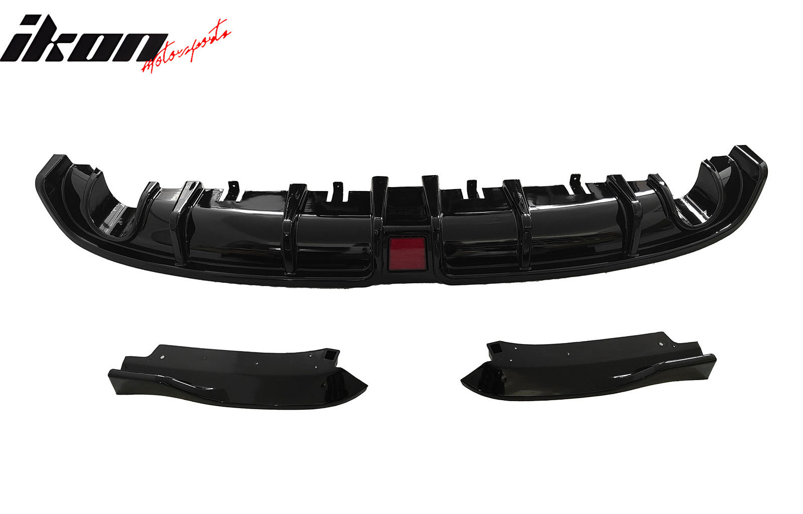 IKON MOTORSPORTS Rear Diffuser W/LED Brack Light + Dual Exhaust Tips ...