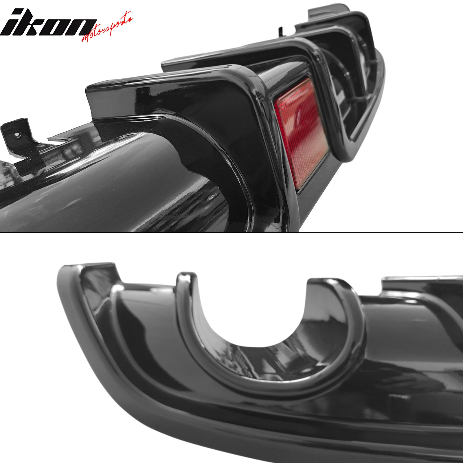 IKON MOTORSPORTS Rear Diffuser W/LED Brack Light + Dual Exhaust Tips ...
