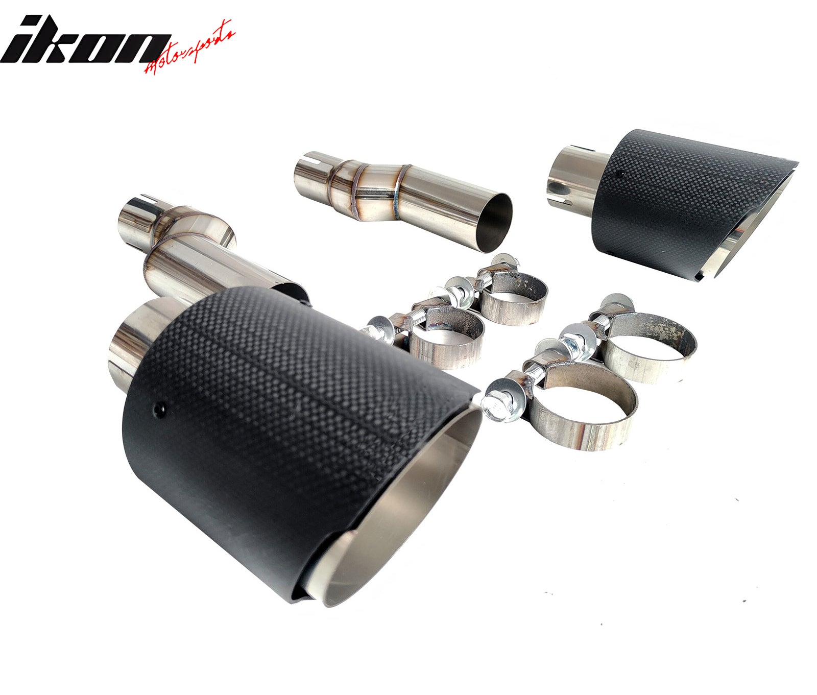 IKON MOTORSPORTS Rear Diffuser W/LED Brack Light + Dual Exhaust Tips ...