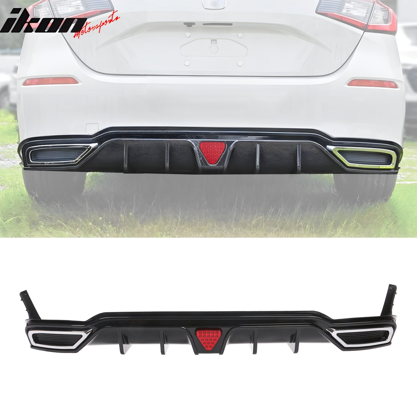 IKON MOTORSPORTS Rear Diffuser, Compatible with 2022-2024 Honda Civic ...