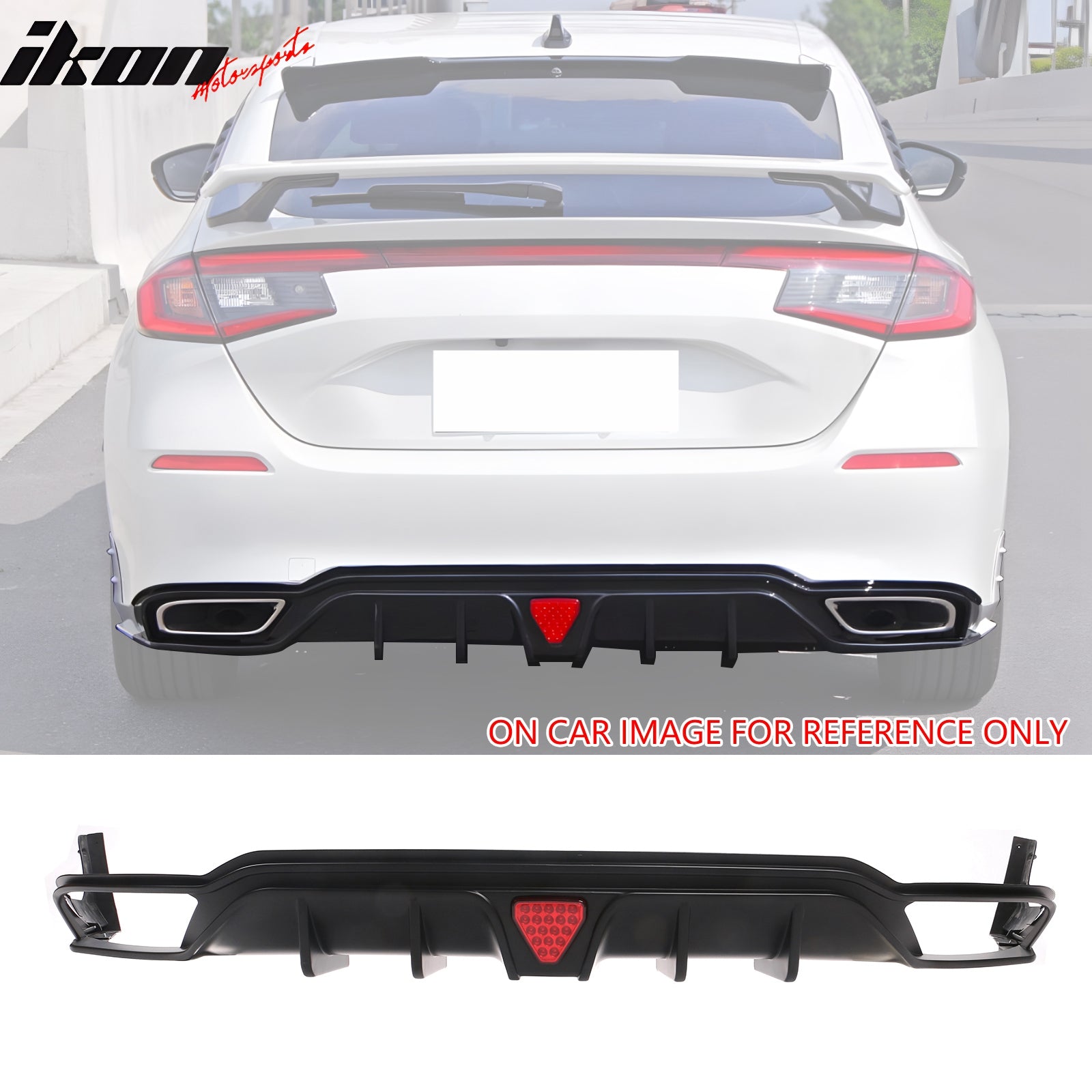 IKON MOTORSPORTS Rear Diffuser, Compatible with 2022-2024 Honda Civic ...