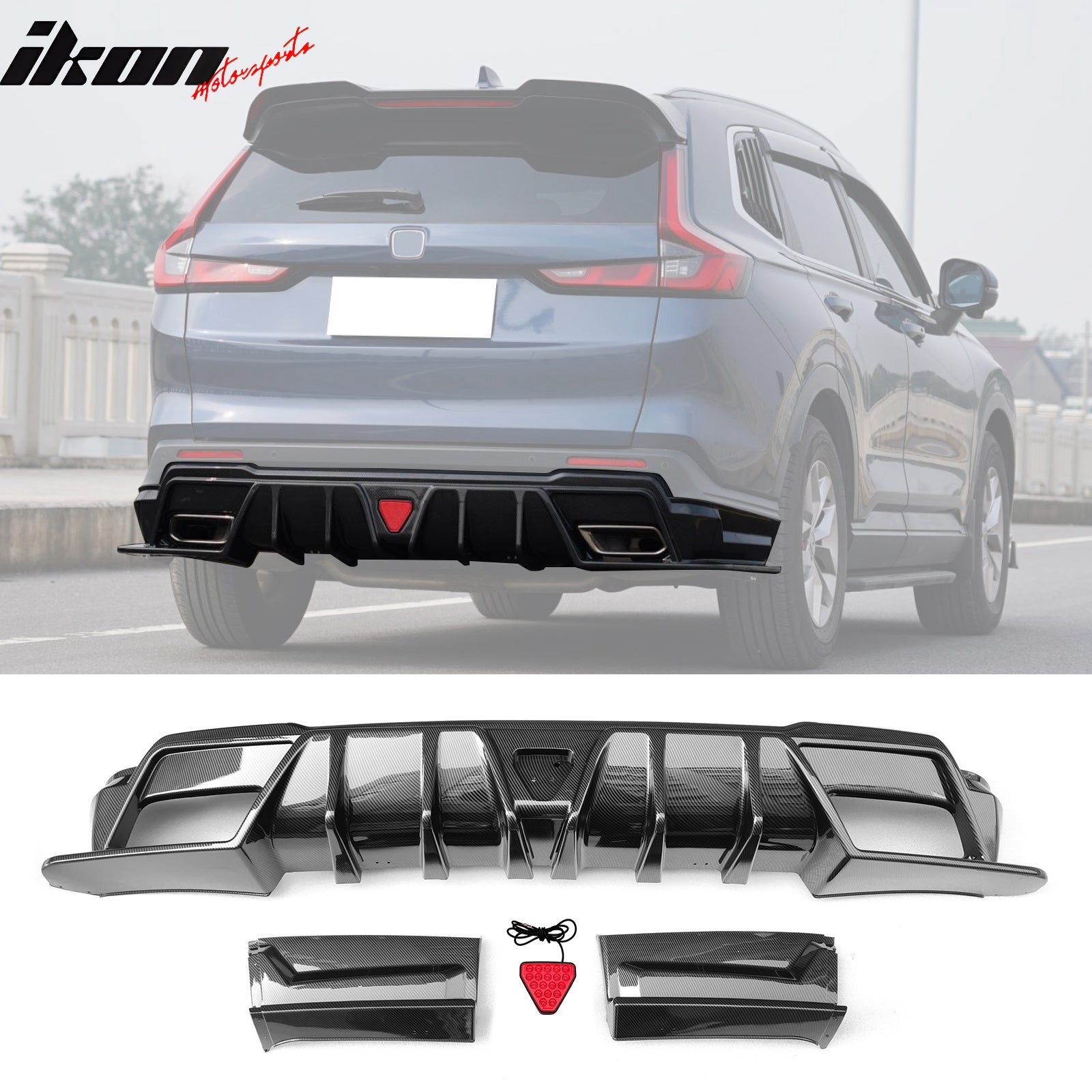 IKON MOTORSPORTS Rear Diffuser W/ Brake Light, Compatible with 2023 ...