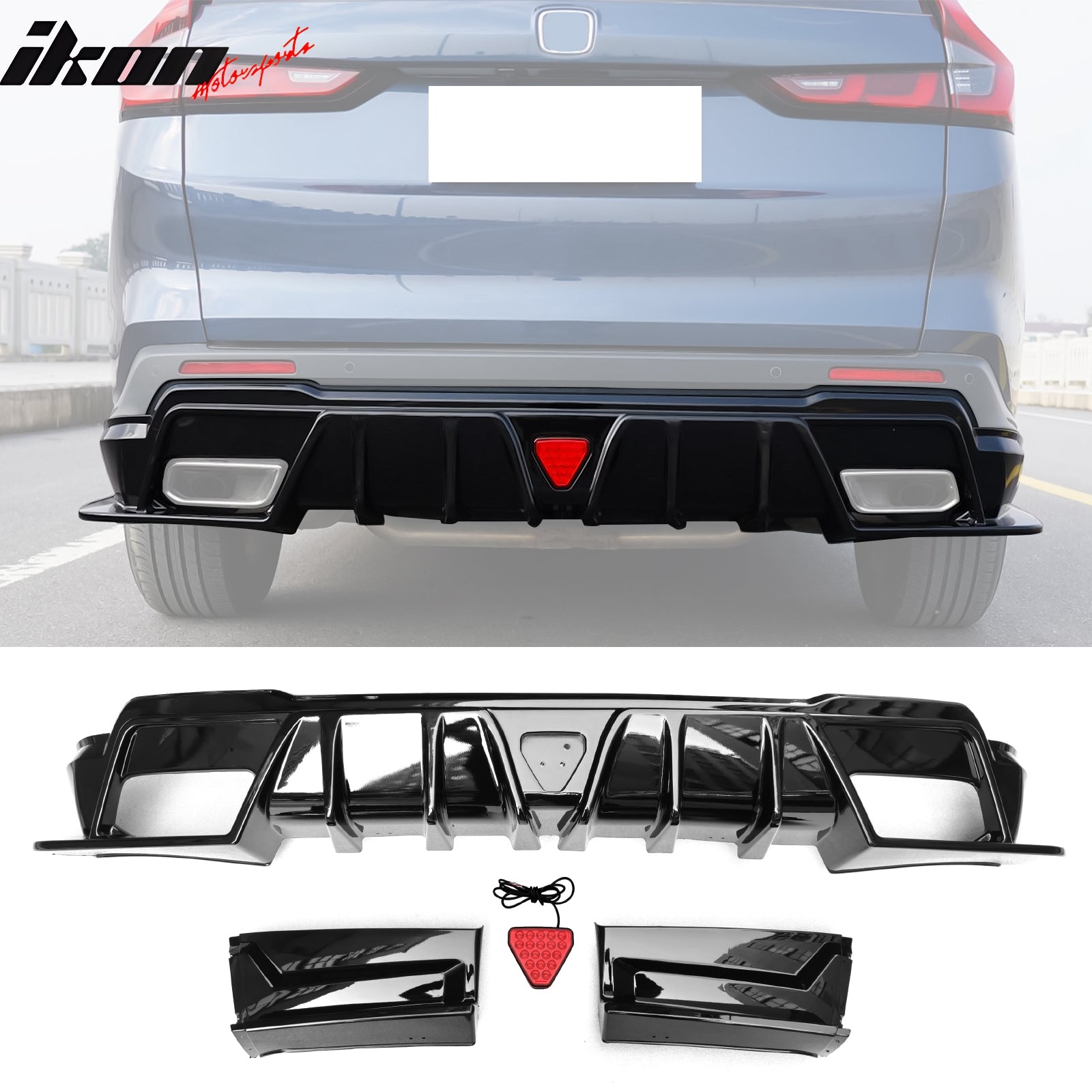 IKON MOTORSPORTS Rear Diffuser W/ Brake Light, Compatible with 2023 ...