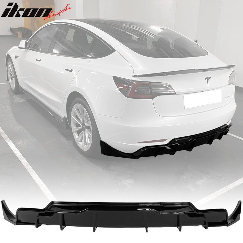 IKON MOTORSPORTS, Rear Diffuser Compatible With 2017-2023 Tesla Model 3 ...
