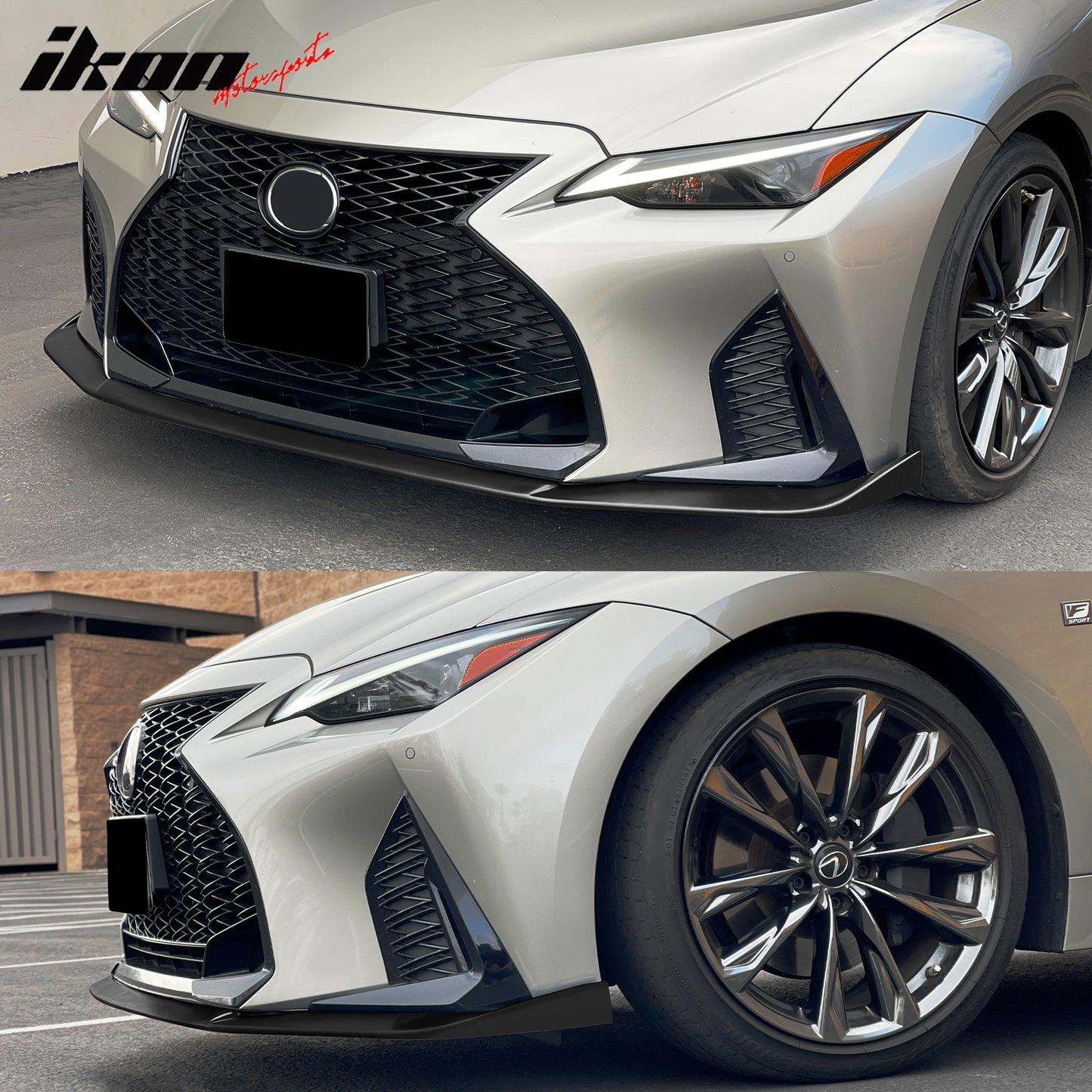 IKON MOTORSPORTS, Front Bumper Lip Compatible With 2021-2023 Lexus IS350 F Sport Trim Only, ABS ...