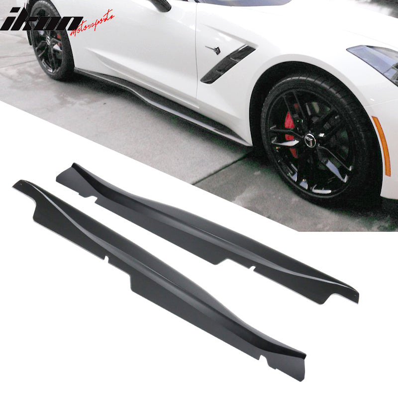 Side Skirts Compatible With 2014-2019 Chevrolet Corvette C7, ABS Black ...