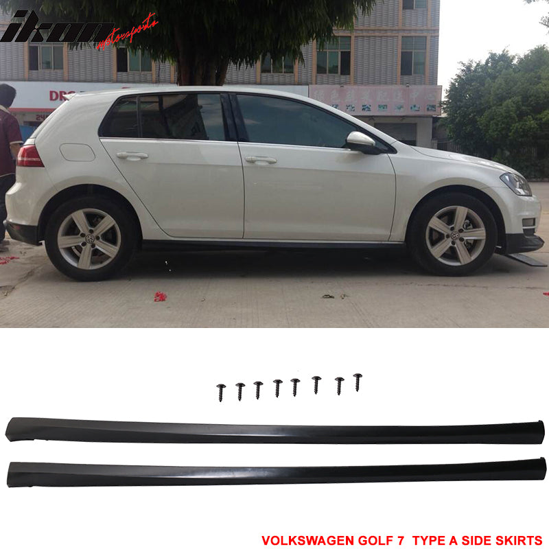 Side Skirts Compatible With 2015-2016 VW Golf, Type A Style Black PU ...