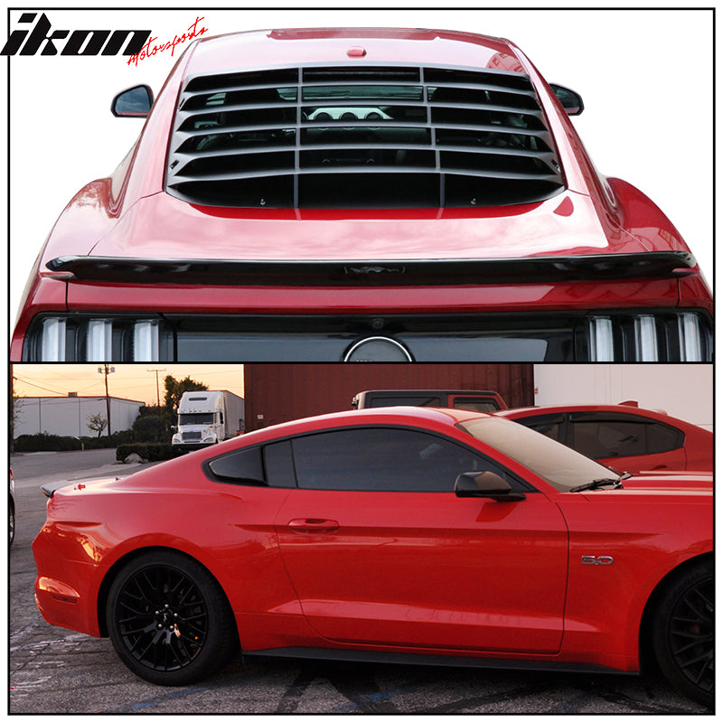 IKON MOTORSPORTS, Window Louver Compatible With 2015-2023 Ford Mustang ...