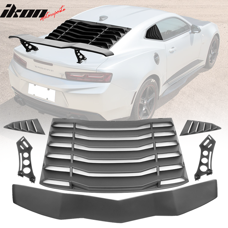 IKON MOTORSPORTS, Window Louver Compatible With 2016-2023 Chevy Camaro ...