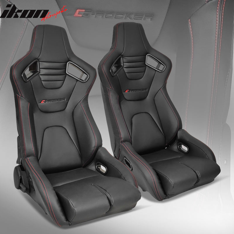 IKON MOTORSPORTS, Universal PU Racing Seats Pair with Dual Sliders ...