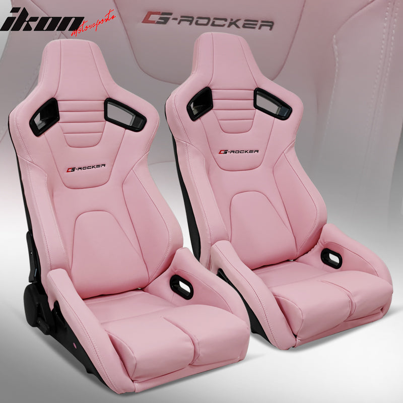 IKON MOTORSPORTS, Universal PU Racing Seats Pair with Dual Sliders ...