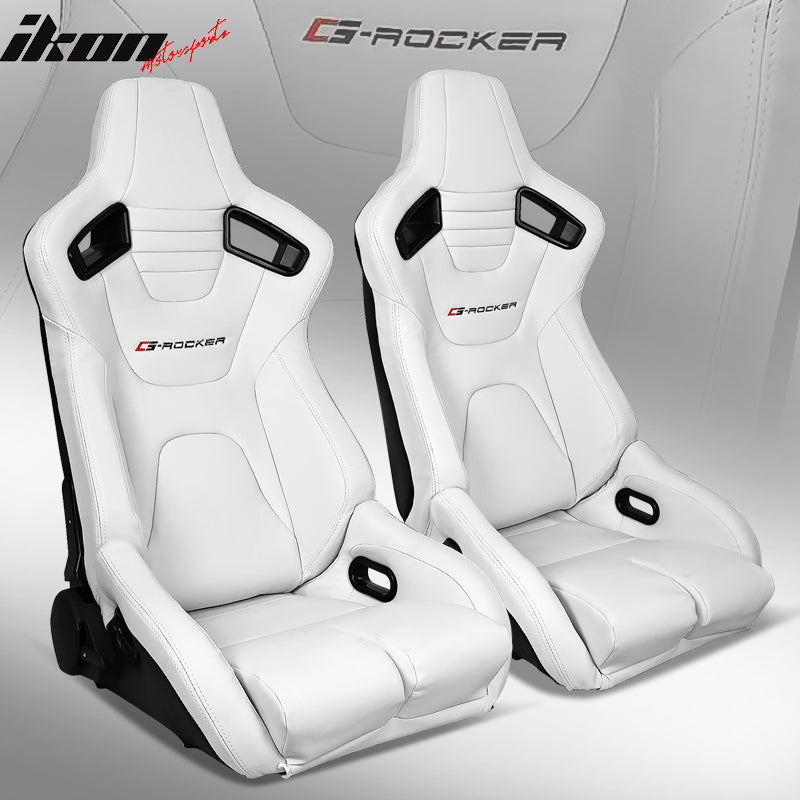 IKON MOTORSPORTS, Universal PU Racing Seats Pair with Dual Sliders ...