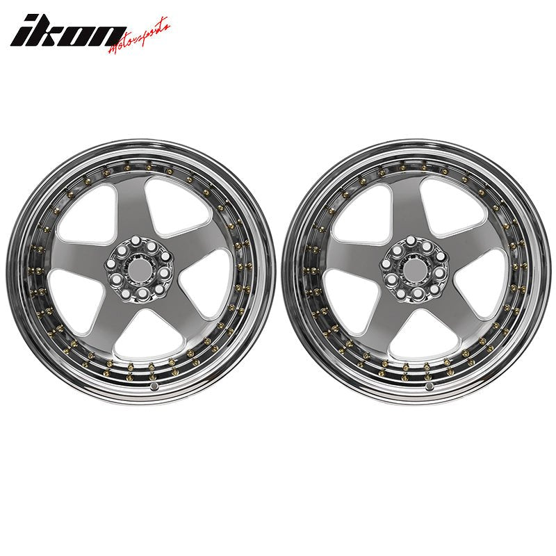 (2) 18X10 +30 5X100 / 5X114.3 Step Lip 5 Spoke Wheels Rims Kit - Chrome ...