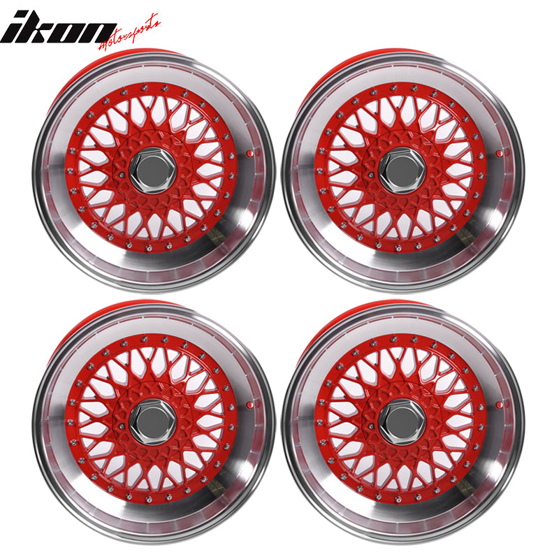 IKON MOTORSPORTS, (4) 17X10 +30 5X100 / 5X114.3 Step Lip Deep Dish Mesh ...