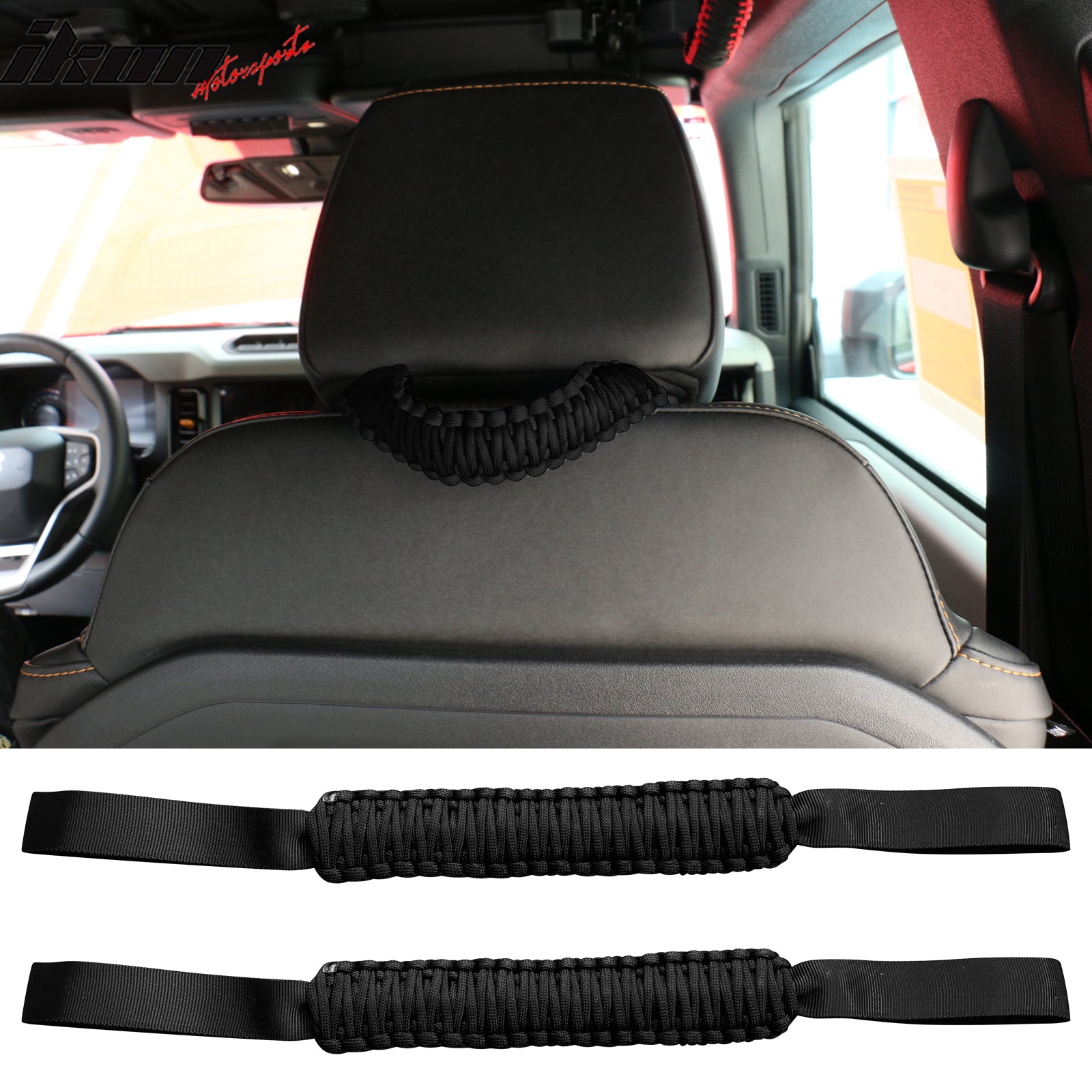 IKON MOTORSPORTS, Front Headrest Grab Handles Compatible With 2021-2023 ...