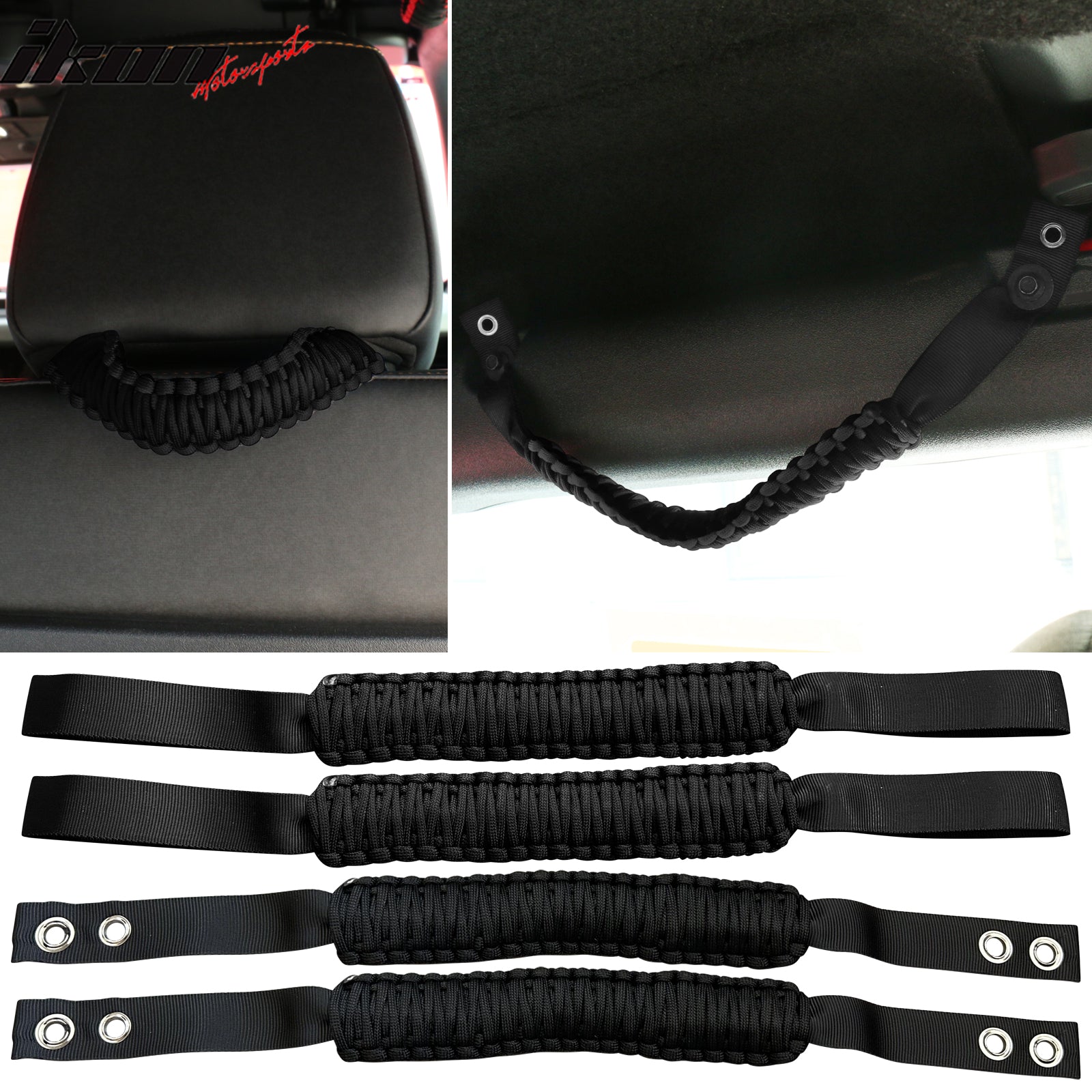 IKON MOTORSPORTS, 2PC Headrest Handles + 2PC Roll Bar Grab Compatible ...