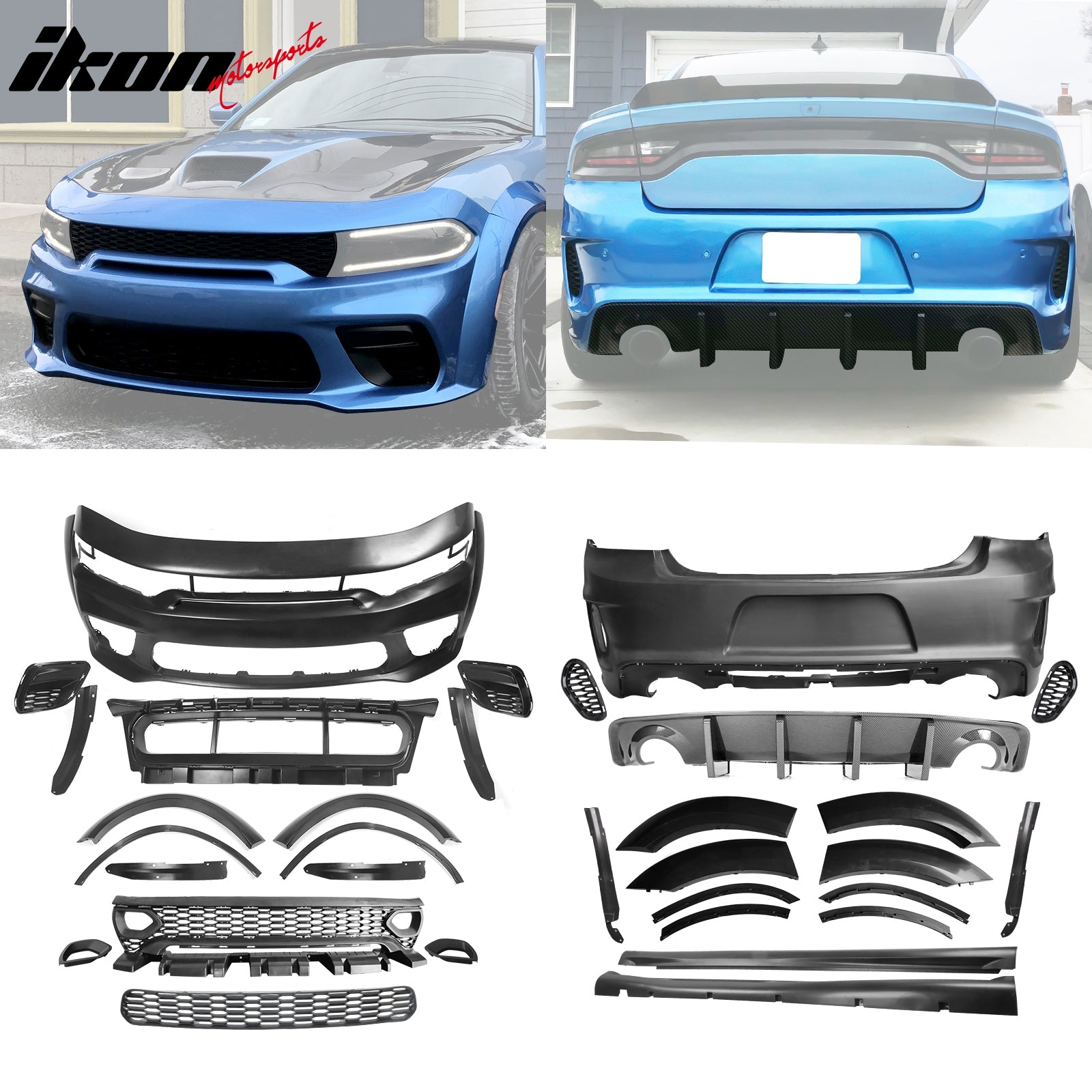 Buy Best Dodge Charger IKON Carbon Fiber Print Rear Bumper Cover ...