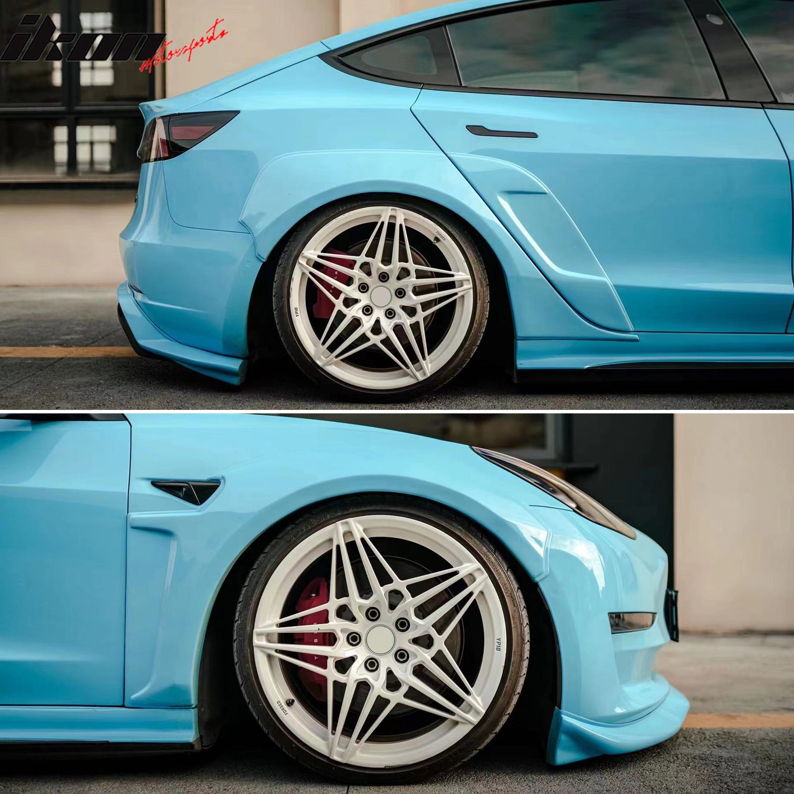 IKON MOTORSPORTS, Fender Flares Compatible With 2017-2023 Model 3 ...