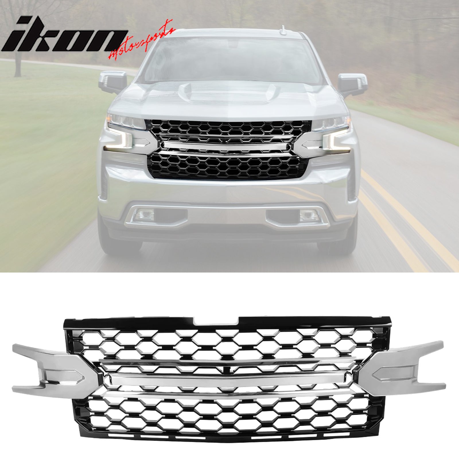 IKON MOTORSPORTS, Grille Compatible With 2019-2021 Chevrolet Silverado ...