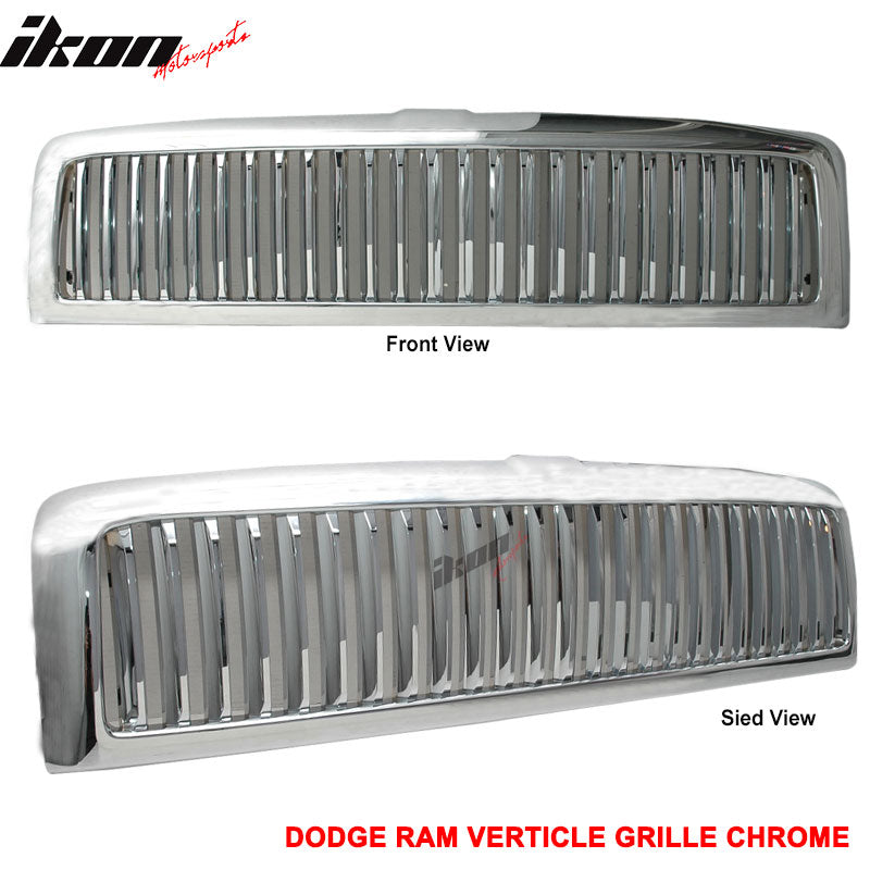 Grille Compatible With 1994-1998 Dodge Ram 1500 & 2500 & 3500, Vertical ...