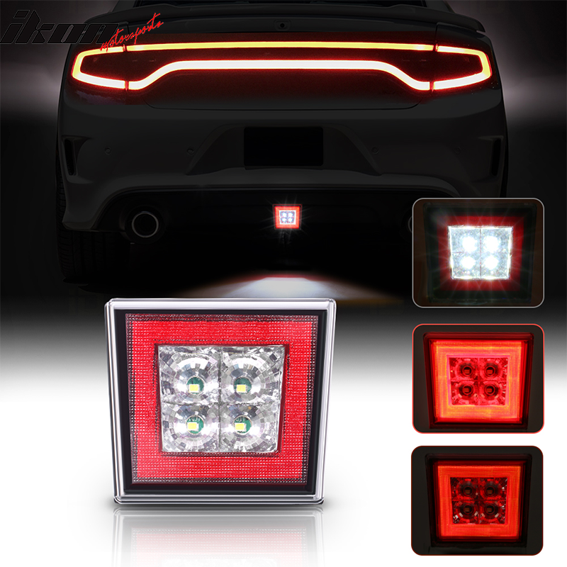 IKON MOTORSPORTS, Brake Lights Universal Fitment, Square Red Rear Tail ...