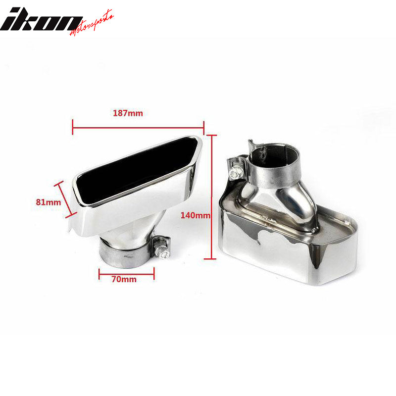 Universal Fitment Exhaust Muffler Pipe Tips Chrome Stainless Steel Pair ...