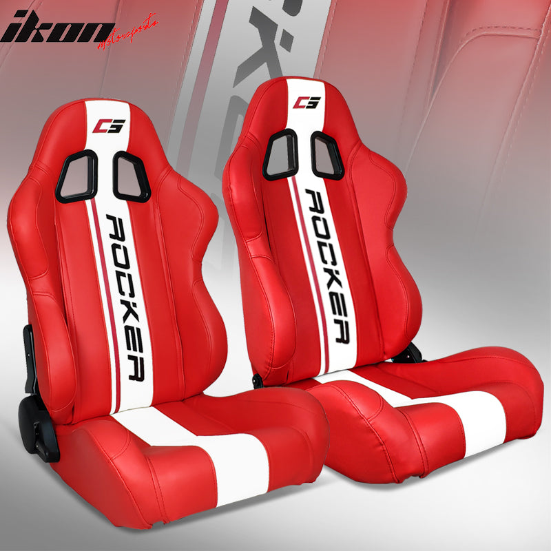 IKON MOTORSPORTS, Universal Racing Seats Pair with Dual Sliders ...