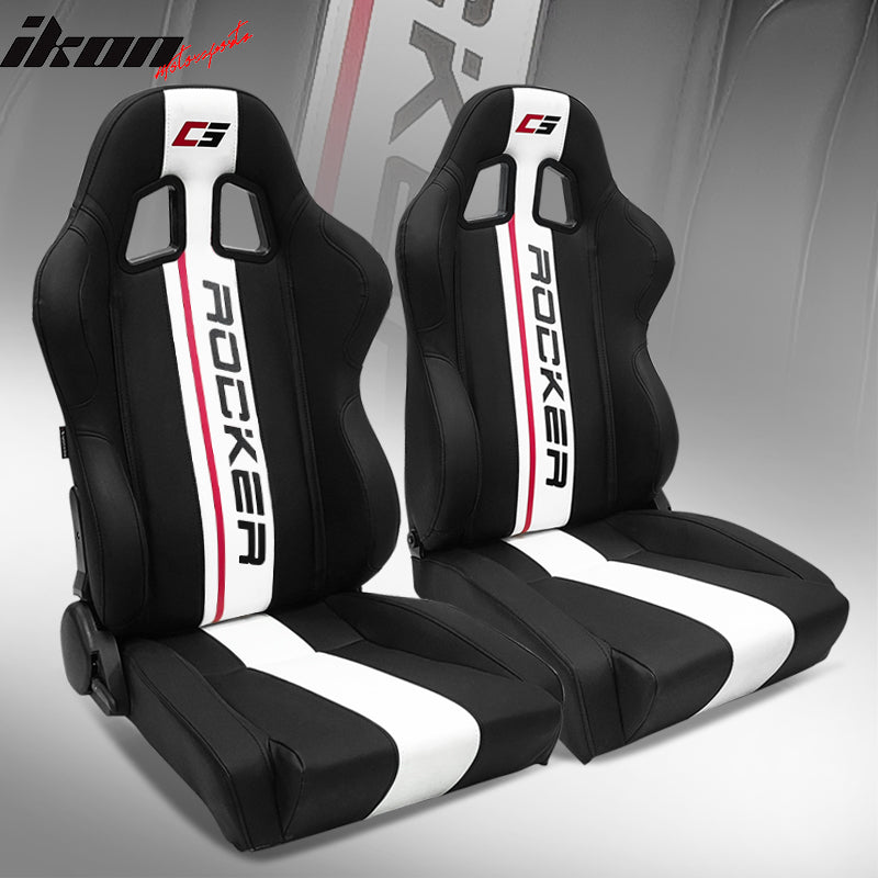 IKON MOTORSPORTS, Universal Racing Seats Pair with Dual Sliders ...