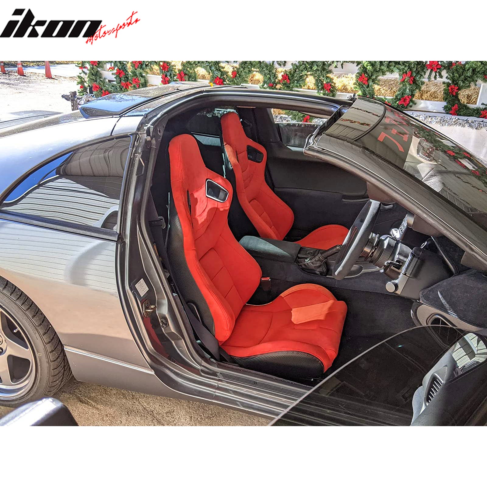 IKON MOTORSPORTS, Universal Racing Seats Pair with Dual Sliders ...