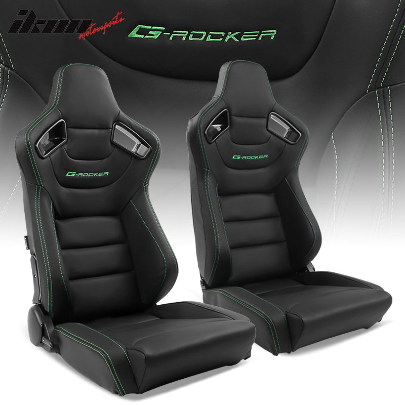 IKON MOTORSPORTS, Universal Racing Seats Pair with Dual Sliders ...