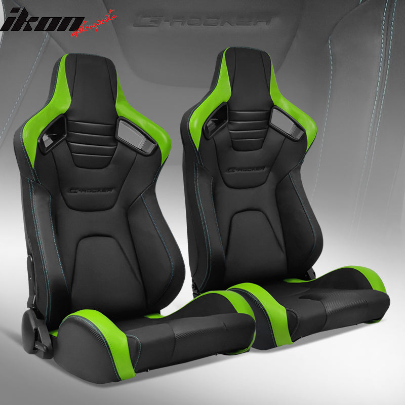 IKON MOTORSPORTS, Universal Racing Seats Pair with Dual Sliders ...
