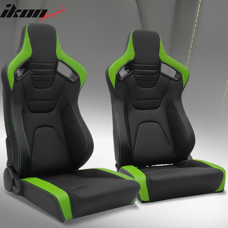 IKON MOTORSPORTS, Universal Racing Seats Pair with Dual Sliders ...