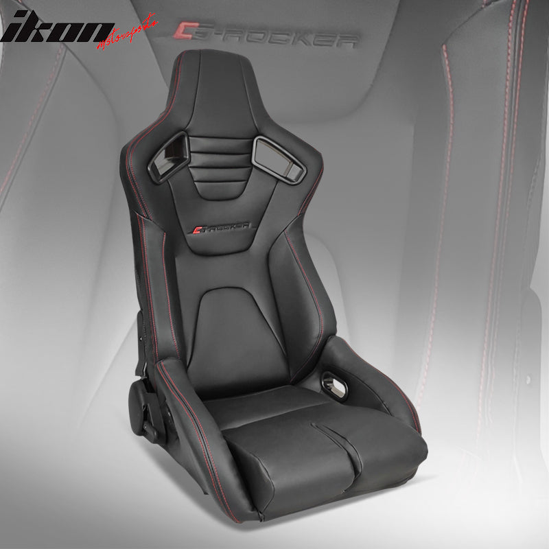 IKON MOTORSPORTS, Universal PU Racing Seats Pair with Dual Sliders ...