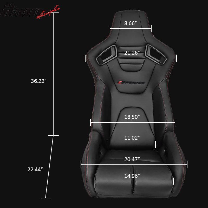 IKON MOTORSPORTS, Universal PU Racing Seats Pair with Dual Sliders ...