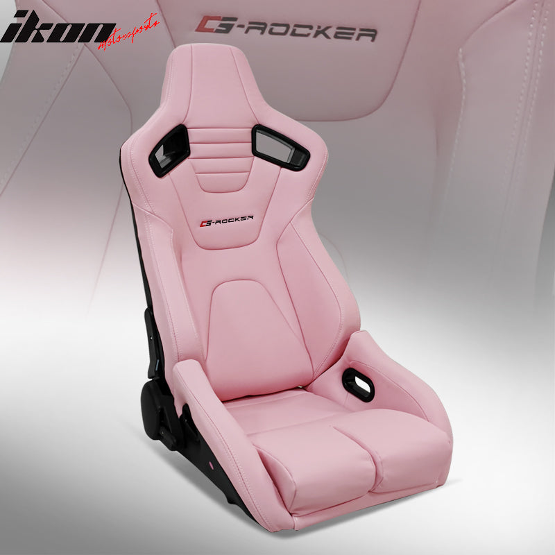 IKON MOTORSPORTS, Universal PU Racing Seats Pair with Dual Sliders ...