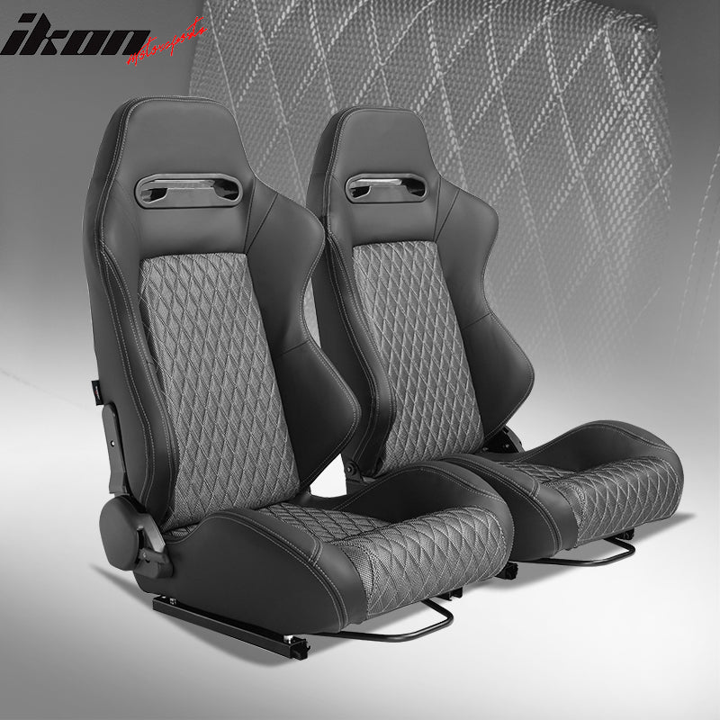 IKON MOTORSPORTS, Universal Racing Seats Pair with Dual Sliders ...