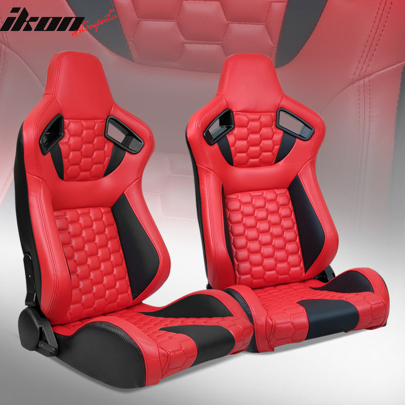 IKON MOTORSPORTS, Universal Racing Seats with Dual Sliders, Reclinable ...
