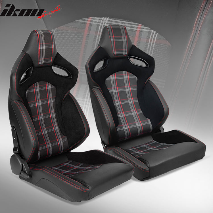 IKON MOTORSPORTS, Universal Racing Seats Pair with Dual Sliders ...