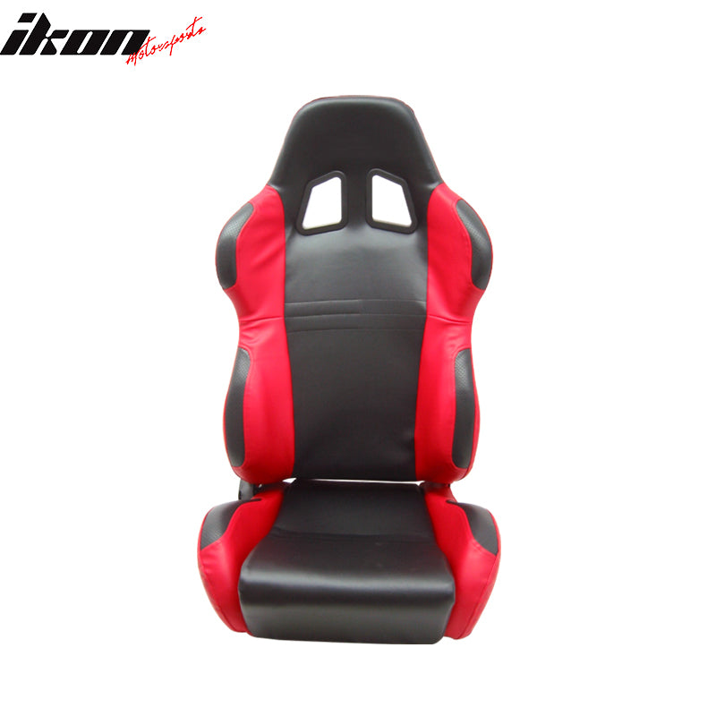 Universal Racing Bucket Seats Reclinable Slider Right Black Red PVC ...