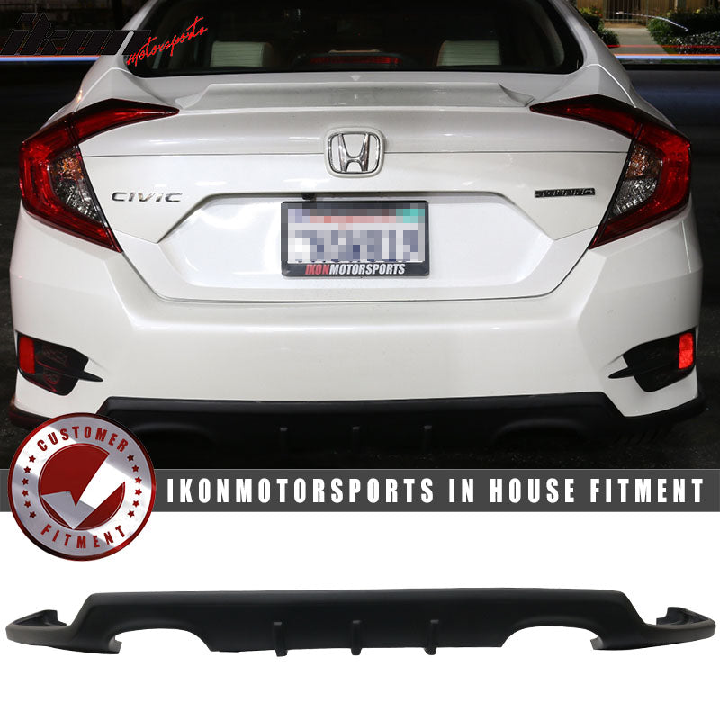 IKON MOTORSPORTS, Rear Diffuser Compatible With 2016-2021 Honda Civic ...