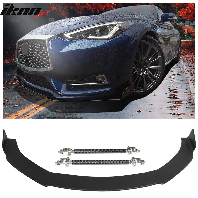Front Lip & Splitter Rod Compatible With 2016-2018 Infiniti Q60 Coupe ...