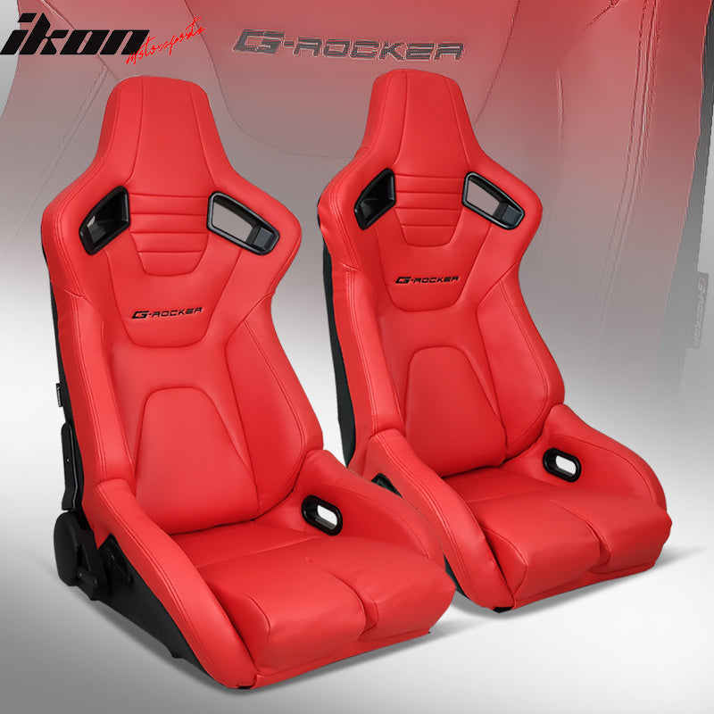 IKON MOTORSPORTS, Universal PU Racing Seats Pair with Dual Sliders ...