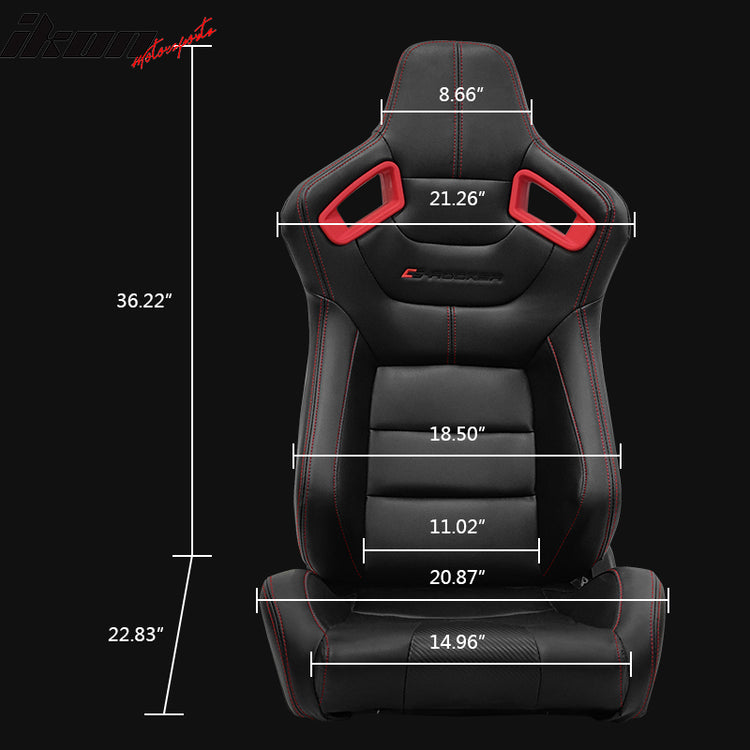 IKON MOTORSPORTS, Universal Racing Seats Pair with Dual Sliders, Black ...