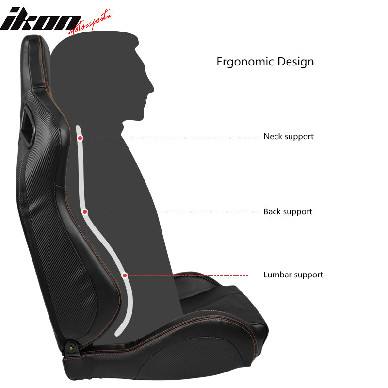 IKON MOTORSPORTS, Universal Racing Seats Pair with Dual Sliders ...