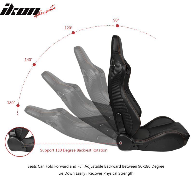 IKON MOTORSPORTS, Universal Racing Seats with Dual Sliders, Reclinable ...