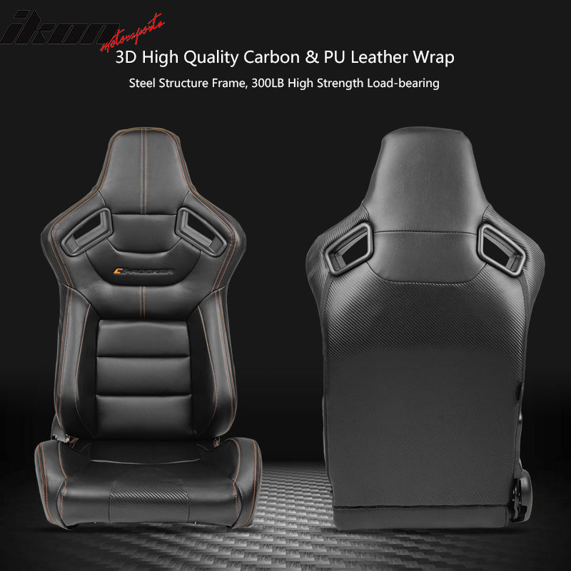 IKON MOTORSPORTS, Universal Racing Seats with Dual Sliders, Reclinable ...
