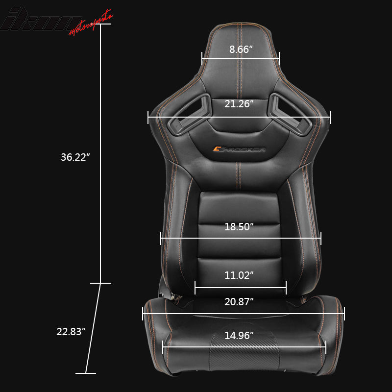IKON MOTORSPORTS, Universal Racing Seats with Dual Sliders, Reclinable ...