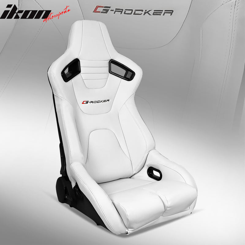 IKON MOTORSPORTS, Universal PU Racing Seats Pair with Dual Sliders ...