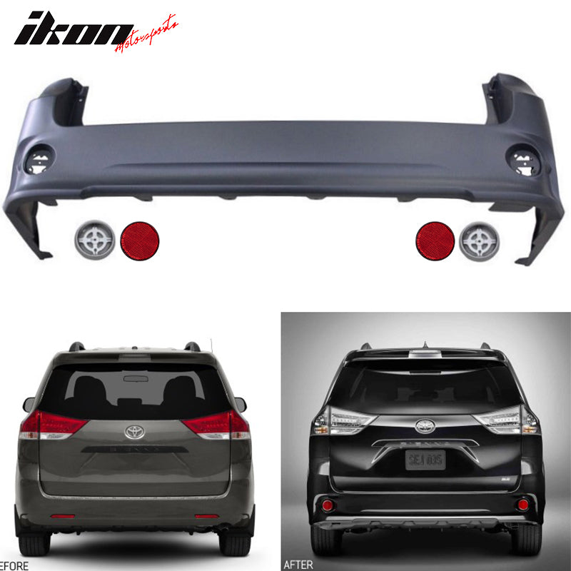 Rear Bumper Compatible With 2011-2015 Toyota Sienna, SE Style Unpainted ...