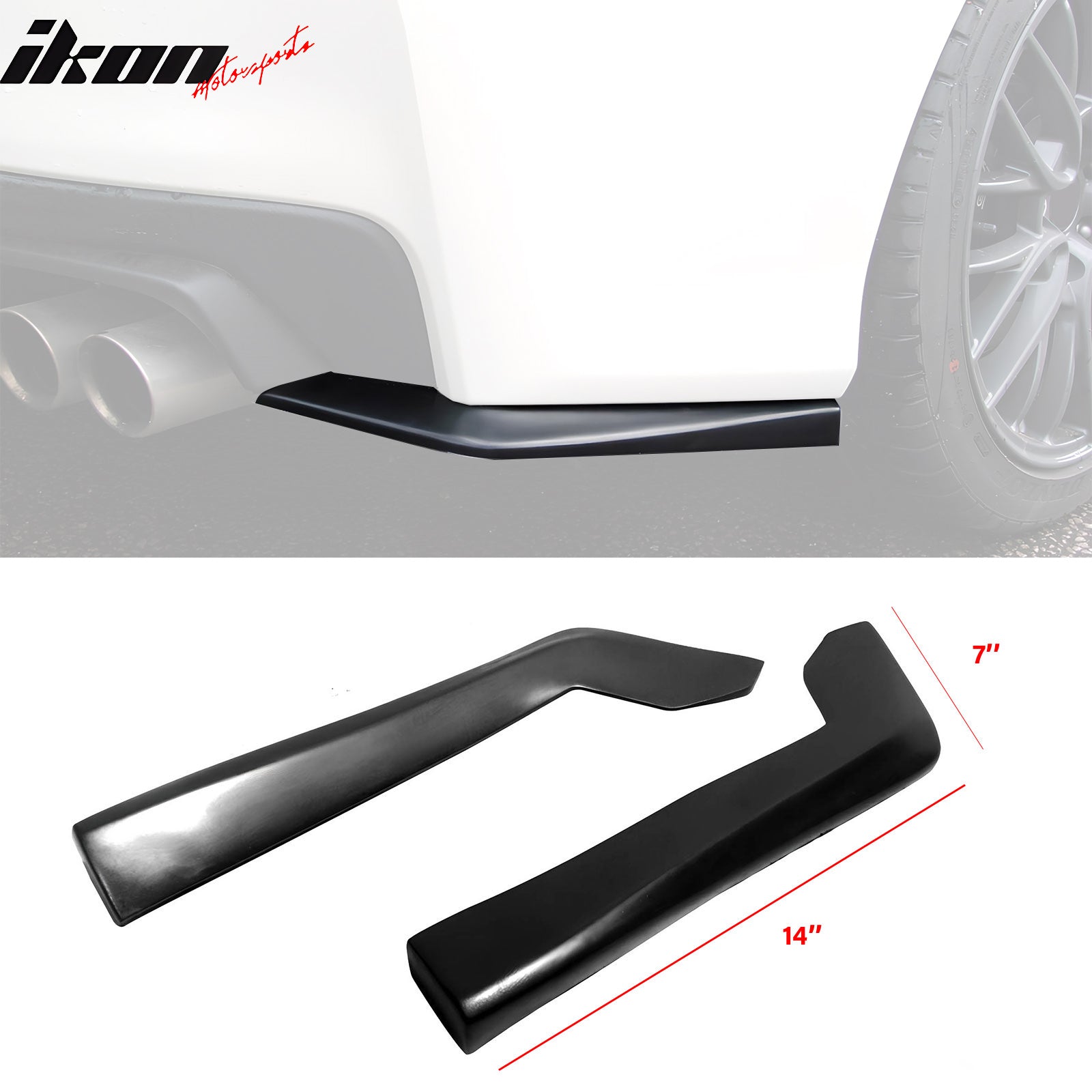 IKON MOTORSPORTS Rear Aprons, Universal Fit 14" x 7" Unpainted Black DT ...